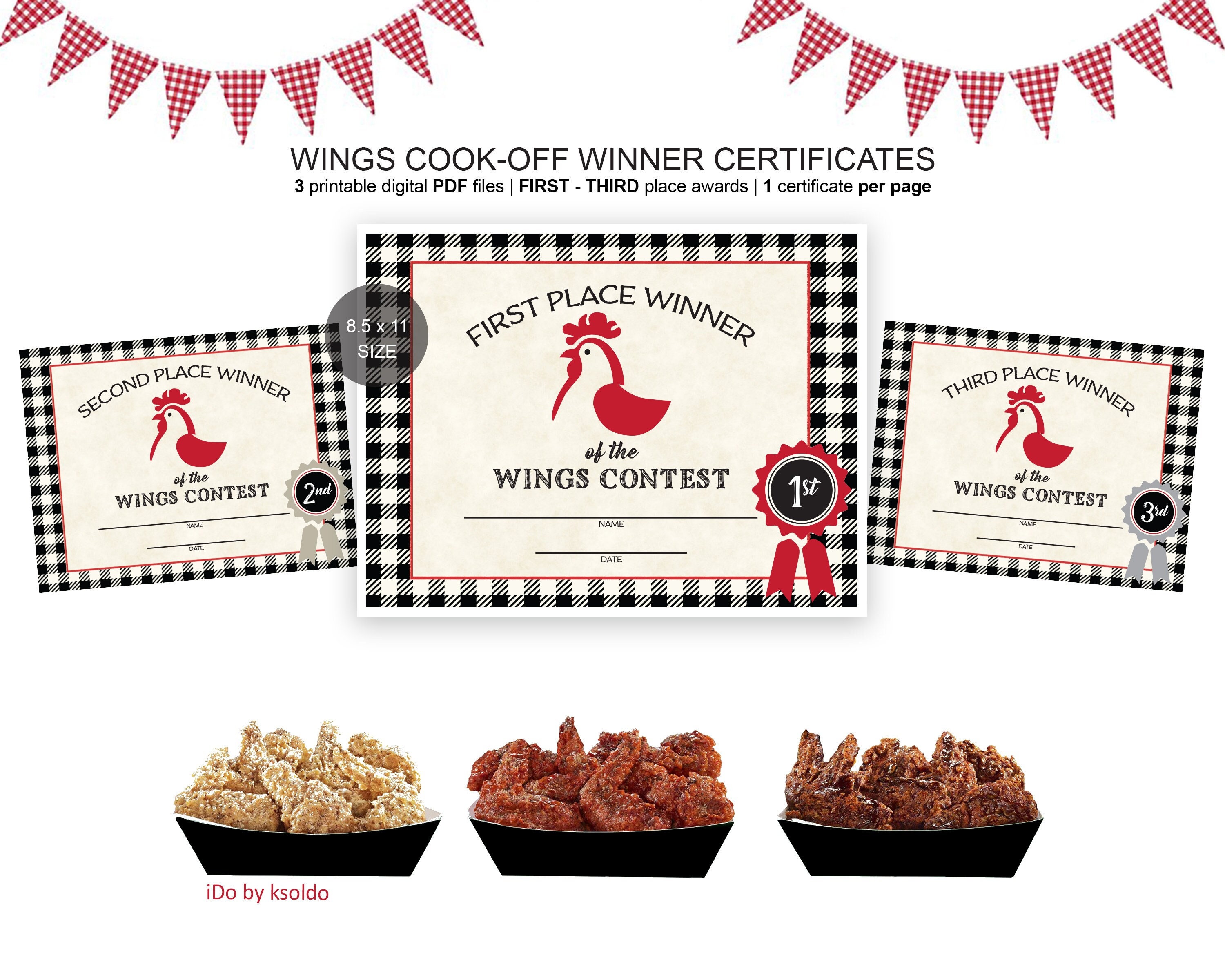 WINGS COOK OFF First Second and Third Prize Certificates - Wings Cook ...