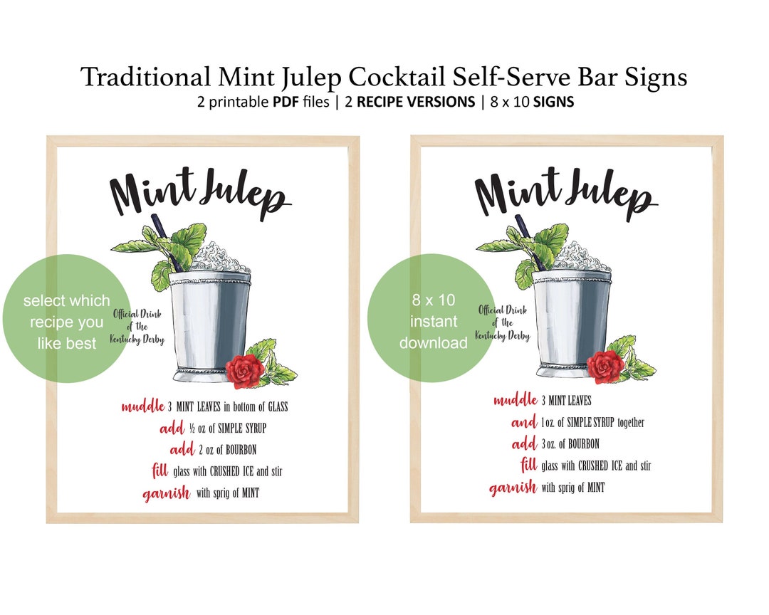 Traditional MINT JULEP Recipes - Mint Julep Bar Signs - Kentucky Derby ...