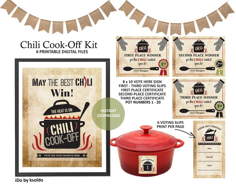 Chili Cook off Printable Kit Chili Cook off Set Chili Cook - Etsy