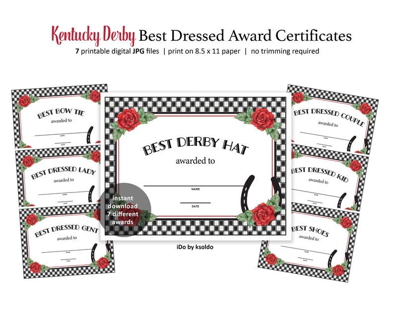 Kentucky Derby Best Dressed AWARD CERTIFICATES - Kentucky Derby Best ...