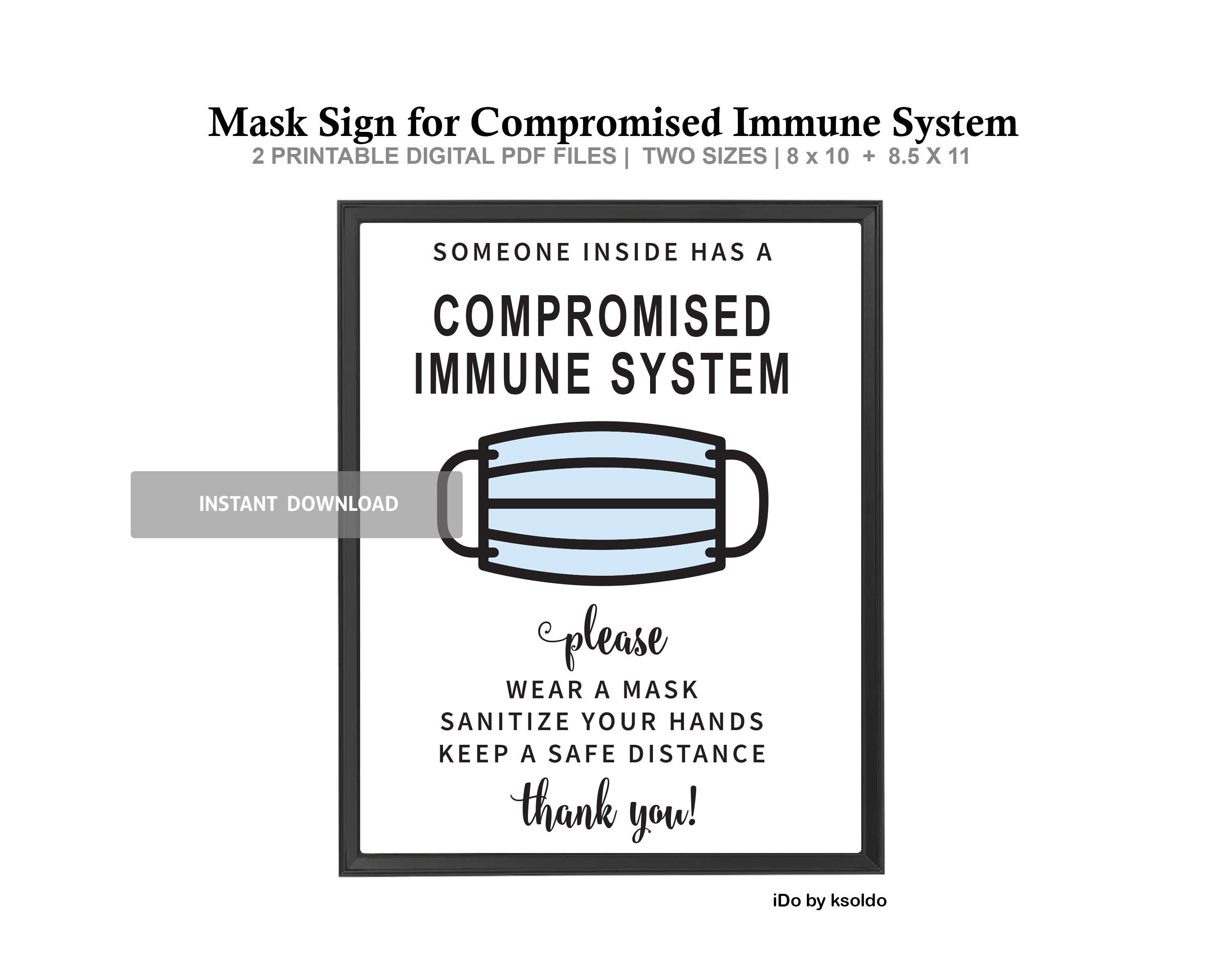 Printable Immunocompromised Person Inside Mask and Distance - Etsy UK