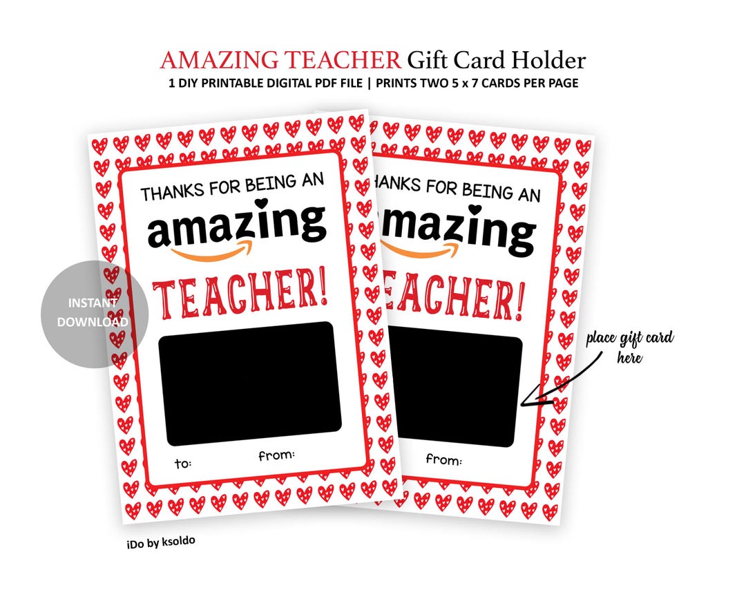 TEACHER Amazon Gift Card Holder - Teacher Gift Card Holder - Amazing ...