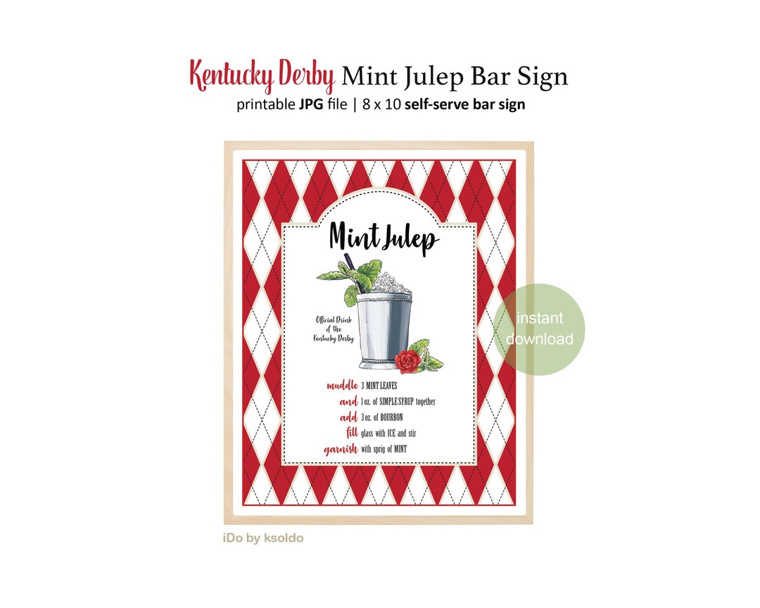 Traditional MINT JULEP Recipe - Mint Julep Bar Sign - Kentucky Derby ...