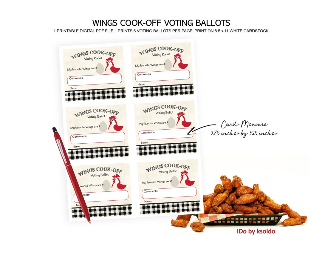 EASY Wings Cook off VOTING BALLOTS - Wings Competition - Wings Contest ...