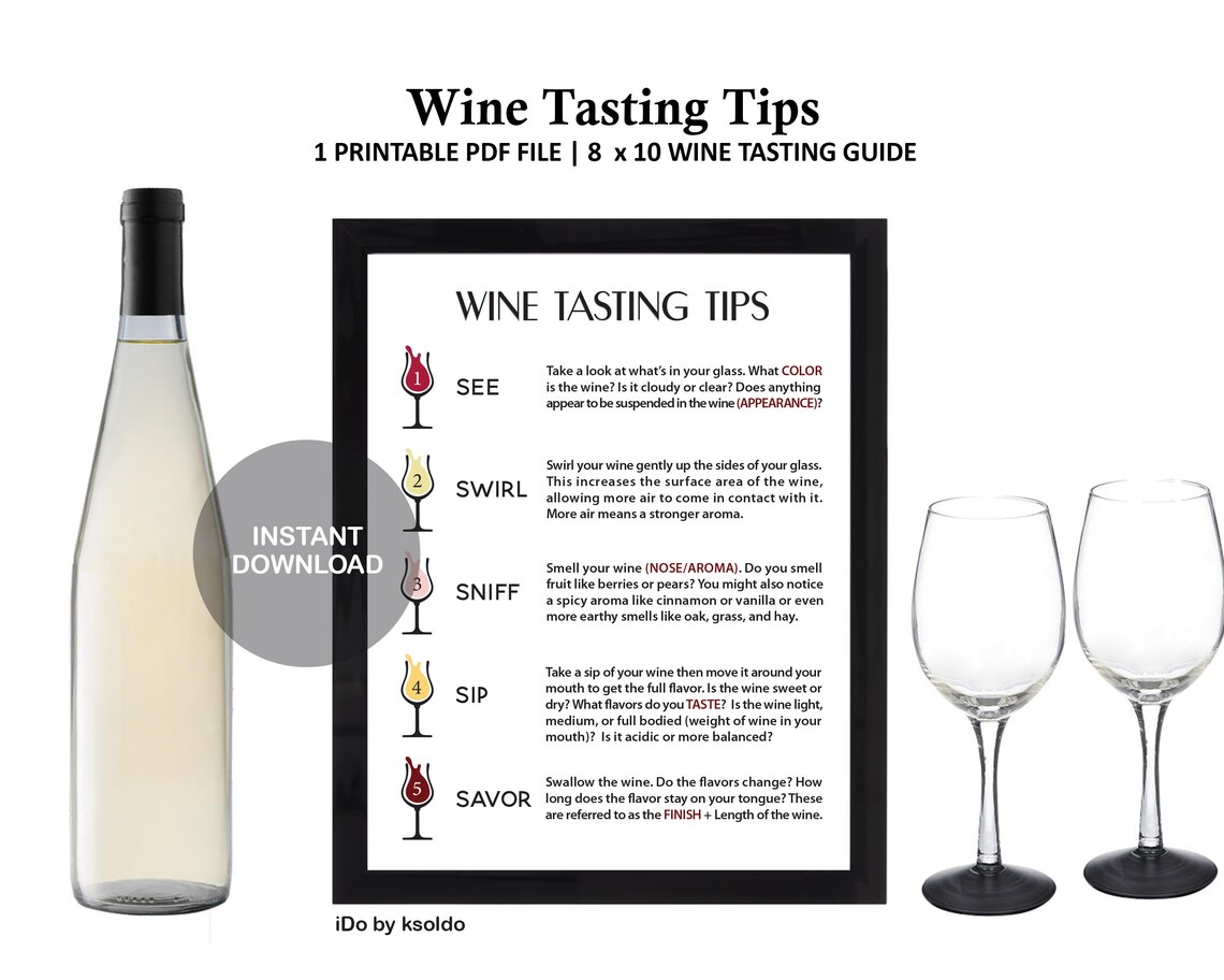 Printable Wine Tasting Tips Wine Tasting Guide Wine | Etsy