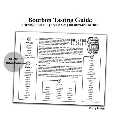 Printable Bourbon Tasting Guide Bourbon Tasting Notes - Etsy