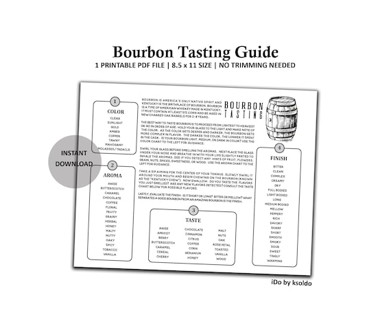 Printable Bourbon Tasting Guide Bourbon Tasting Notes | Etsy
