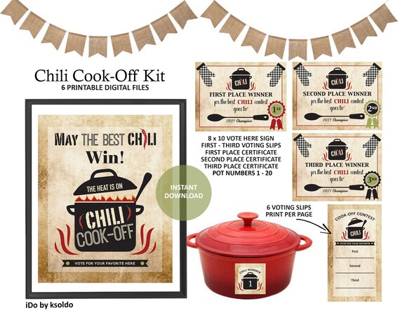 Chili Cook off Printable Kit Chili Cook off Set Chili Cook - Etsy