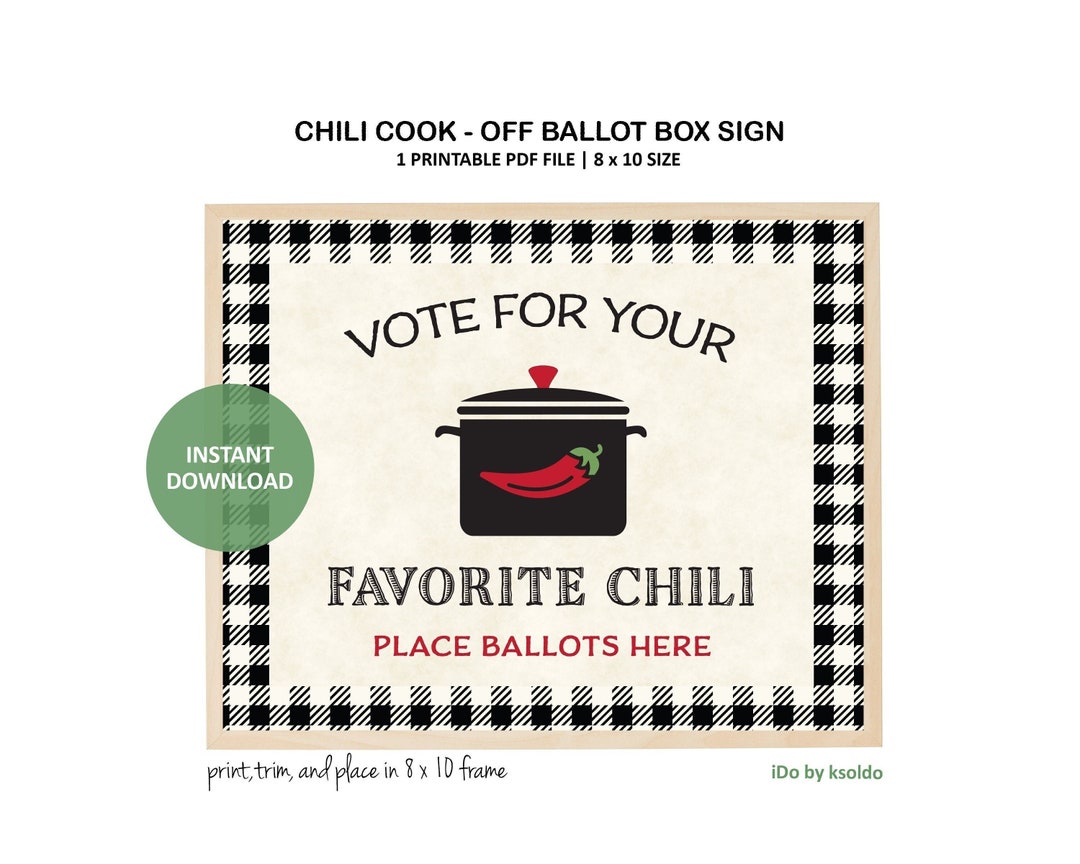 Vote for Your Favorite Chili Sign - Chili Cook off Ballot Box Sign ...
