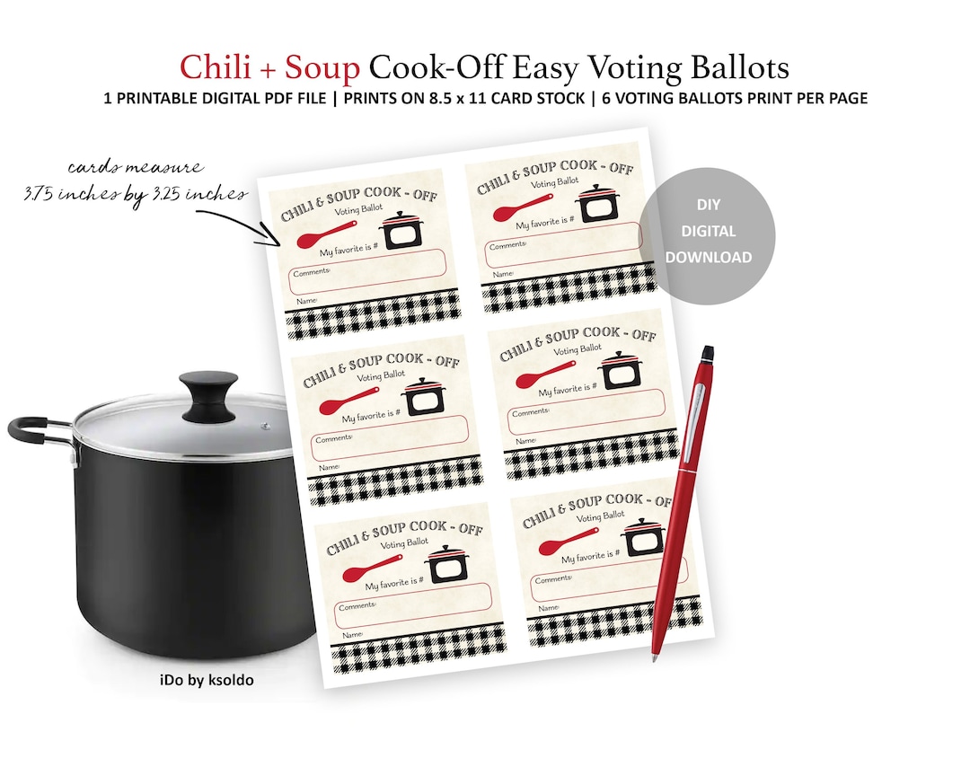 EASY Chili and Soup Cook-off VOTING BALLOTS - Chili and Soup ...