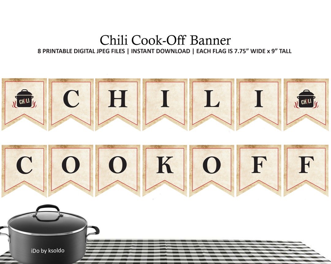Printable Chili Cook off Banner - Chili Cook off Pennant - Chili Cook ...