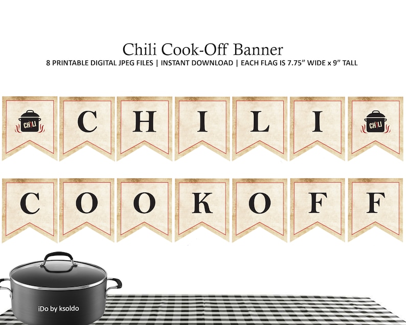 Printable Chili Cook off Banner - Chili Cook off Pennant - Chili Cook ...