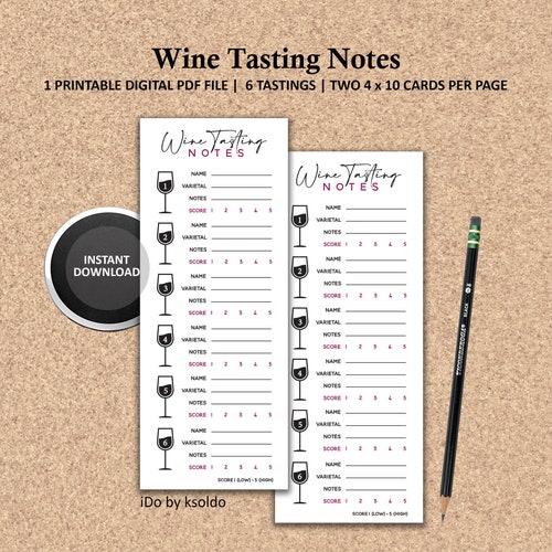 Printable Wine Tasting Notes - Etsy