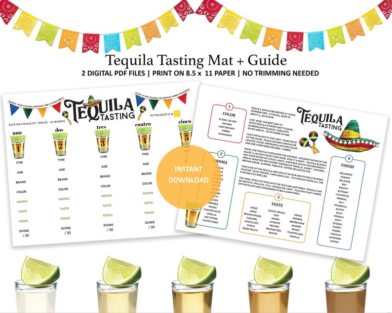 Tequila Tasting Kit Tequila Party Tequila Rating Tequila | Etsy
