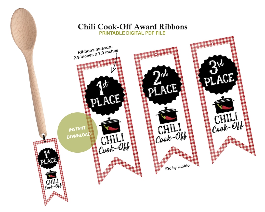 DIY Chili Cook off AWARD RIBBONS - Chili Challenge Awards - Chili Cook ...