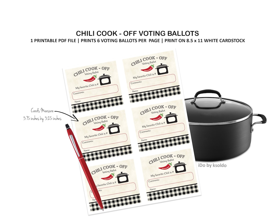 EASY Chili Cook off VOTING BALLOTS - Chili Competition - Chili Contest ...