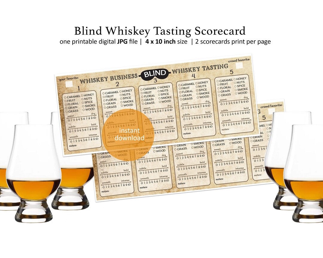 BLIND WHISKEY TASTING Scorecard -whiskey Tasting for Flight of 5 ...