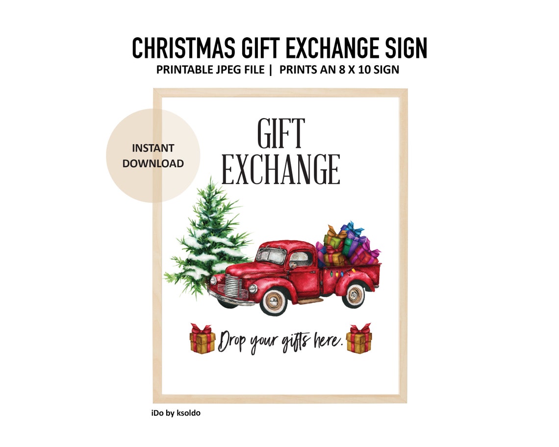Printable Gift Exchange Table Sign 8 x 10 Sign Christmas | Etsy