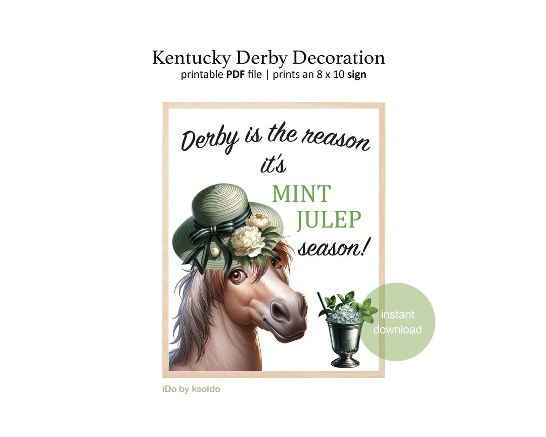 Kentucky Derby Mint Julep Sign - Kentucky Derby Party - Kentucky Derby ...