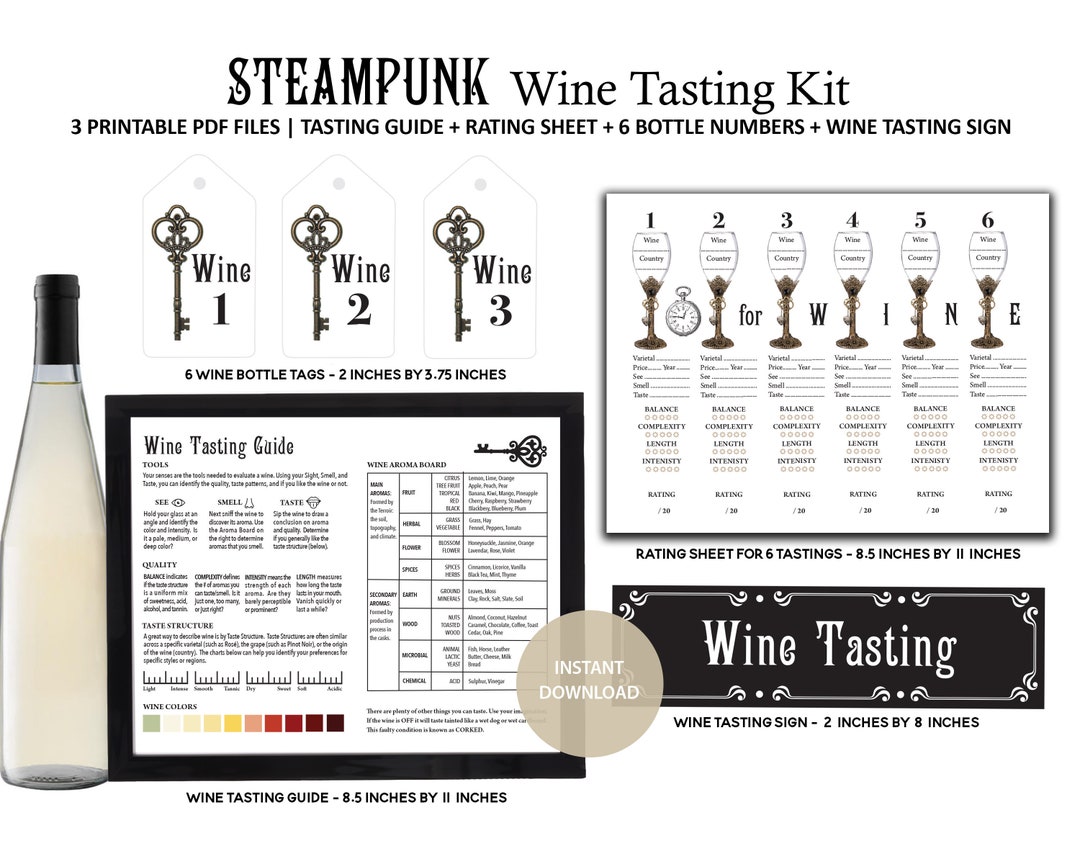 Vintage Wine Tasting Kit - Wine Tasting Kit - Wine Tasting Party - Wine ...