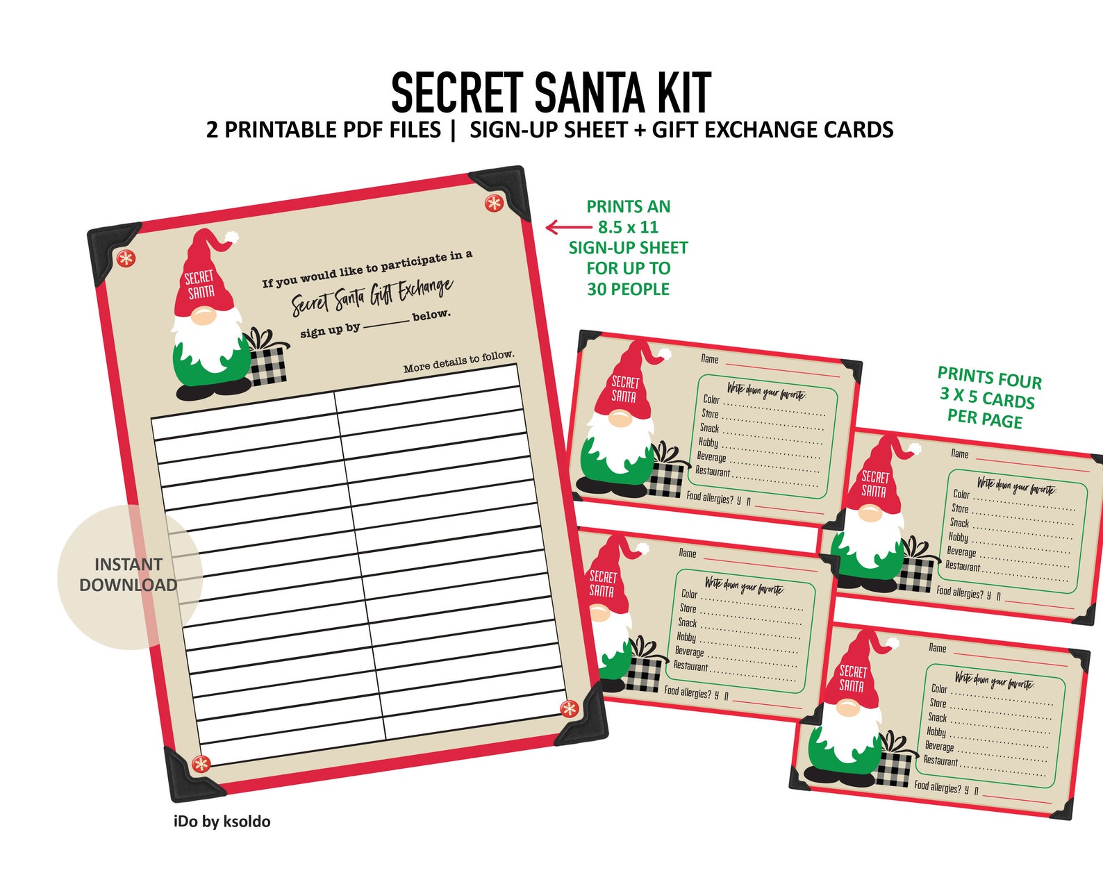 Secret Santa Gift Exchange Kit Secret Santa Gift Exchange - Etsy