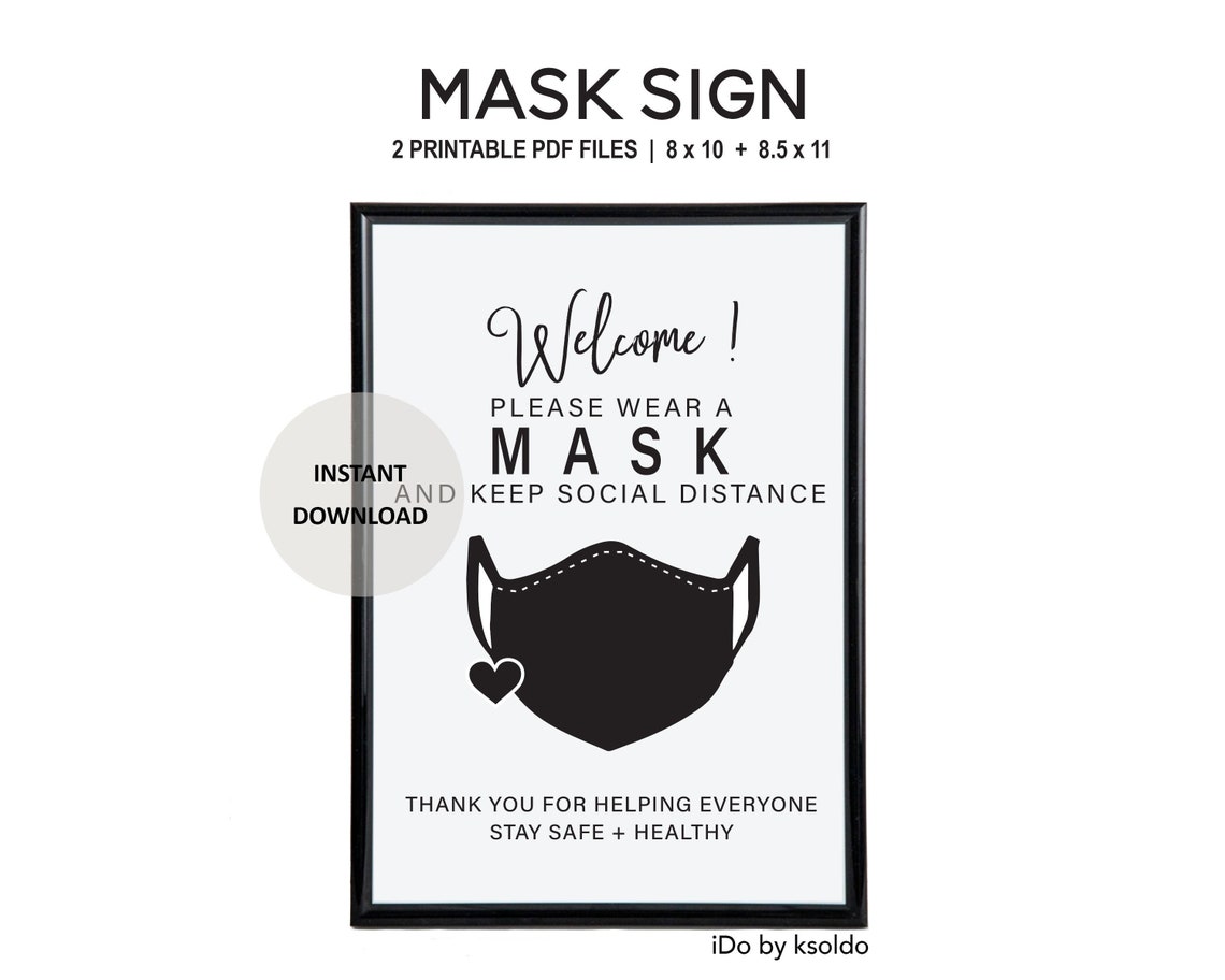 Welcome Please Wear A Mask Sign Social Distancing Sign - Etsy