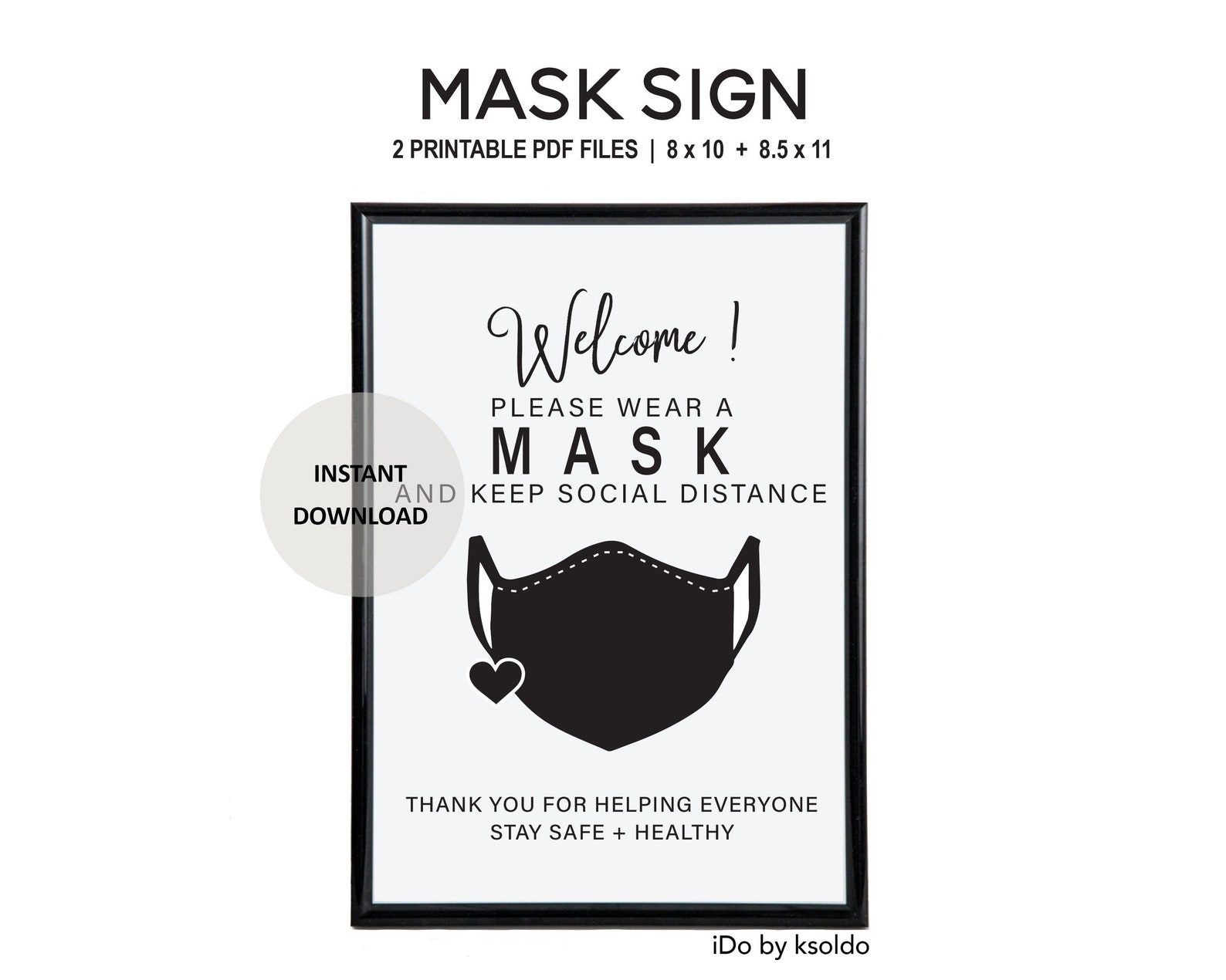 Welcome Please Wear A Mask Sign Social Distancing Sign - Etsy