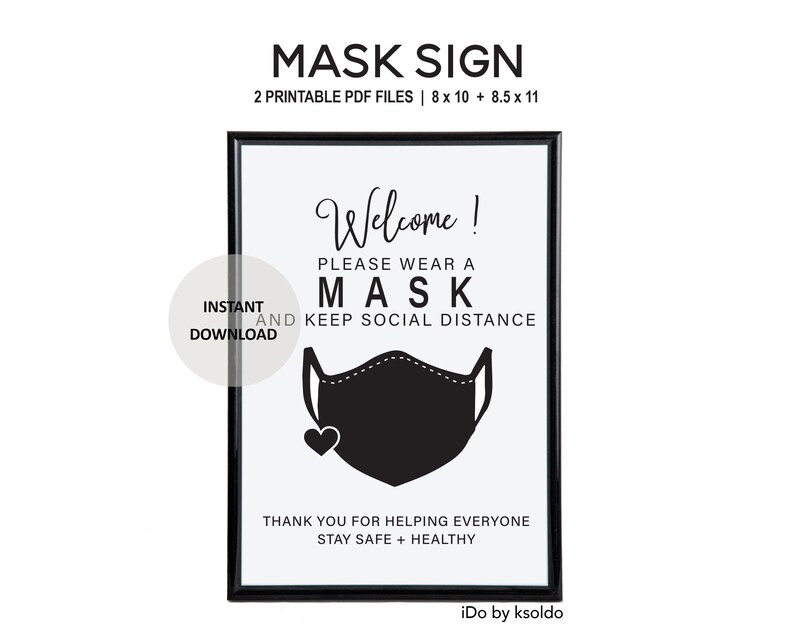 Welcome Please Wear A Mask Sign Social Distancing Sign - Etsy