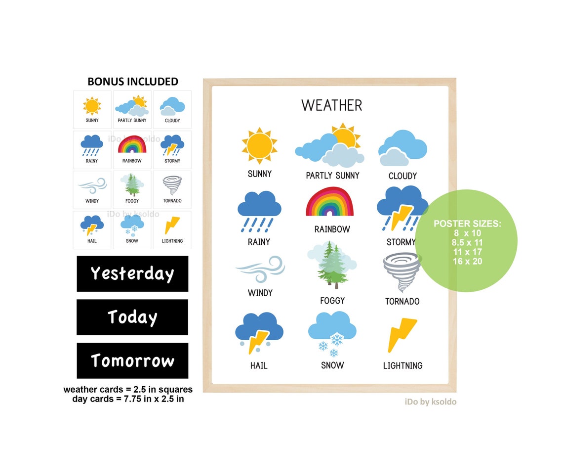 Rainbow WEATHER Chart Poster Weather Chart Homeschool - Etsy