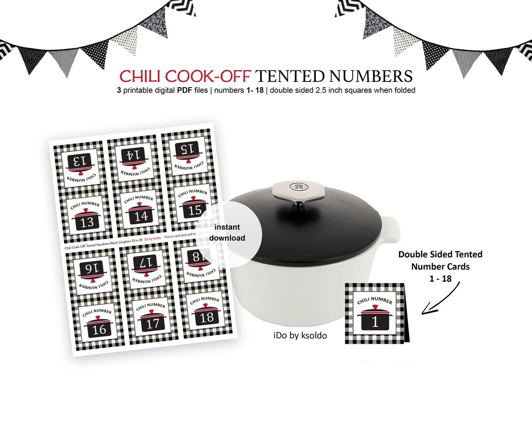 Chili Cook off Tented POT NUMBERS 1 to 18 - Chili Cook off - Chili ...