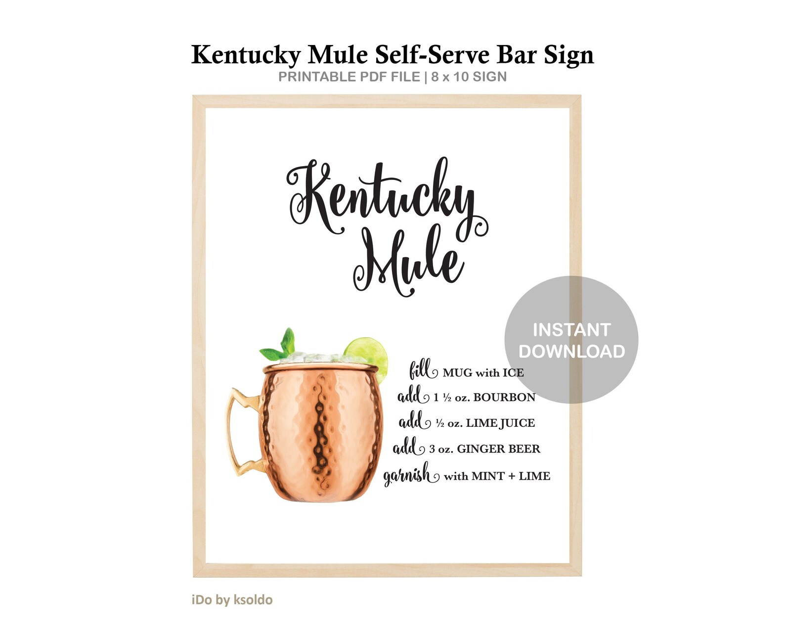 Kentucky Mule Printable Bar Sign Kentucky Mule Bar Moscow | Etsy