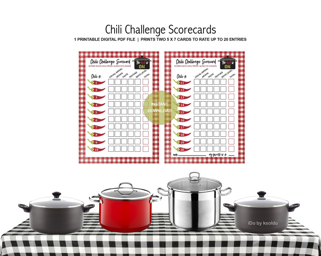 CHILI CHALLENGE SCORECARDS Red Gingham 1 - 20 - Chili Cook off - Chili ...