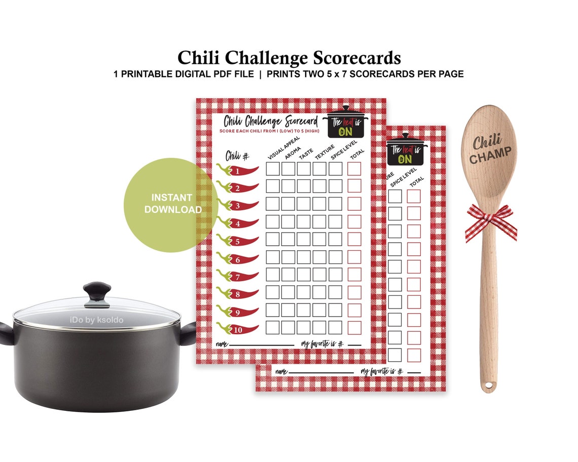 CHILI CHALLENGE SCORECARDS Red Gingham Chili Cook off - Etsy