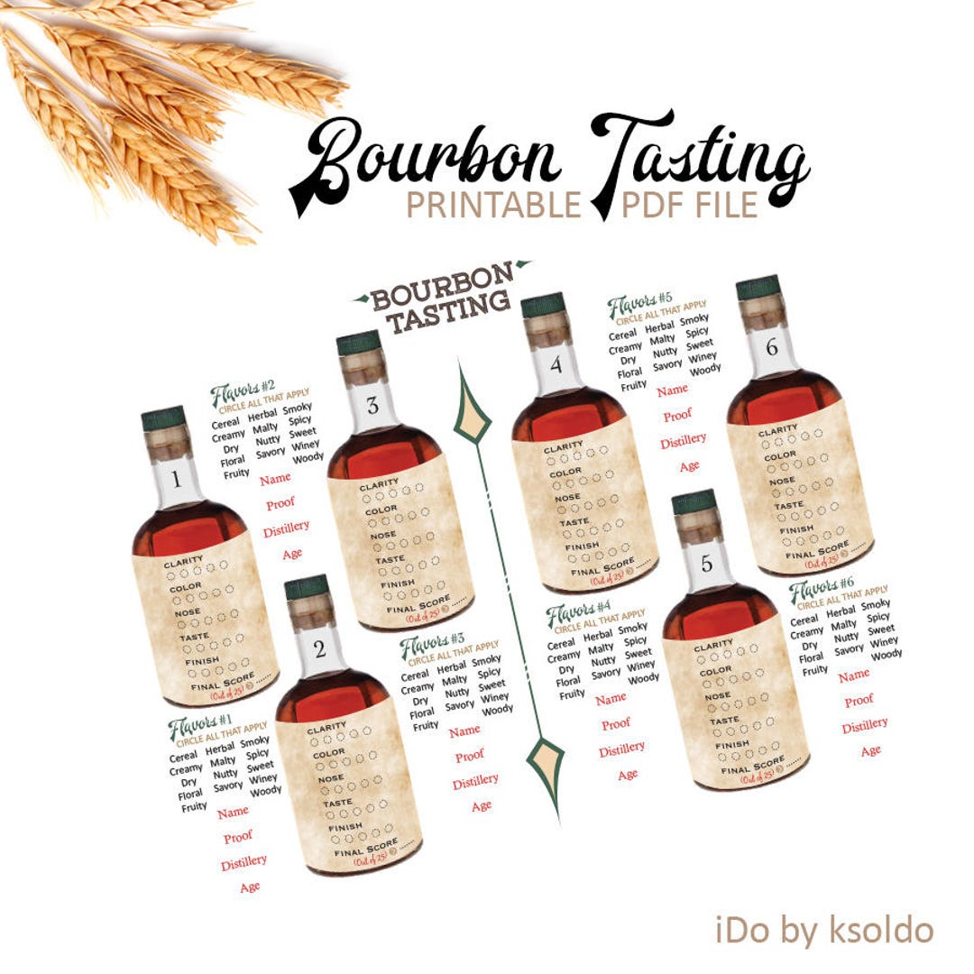 Bourbon Tasting - Whiskey Tasting - Bourbon Score Card - Bourbon Rating ...