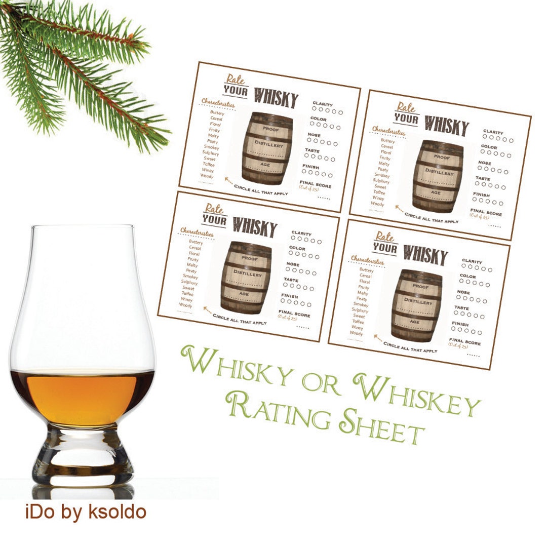 Whiskey Tasting - Whiskey Rating - Whiskey Score Card - Whiskey Party ...
