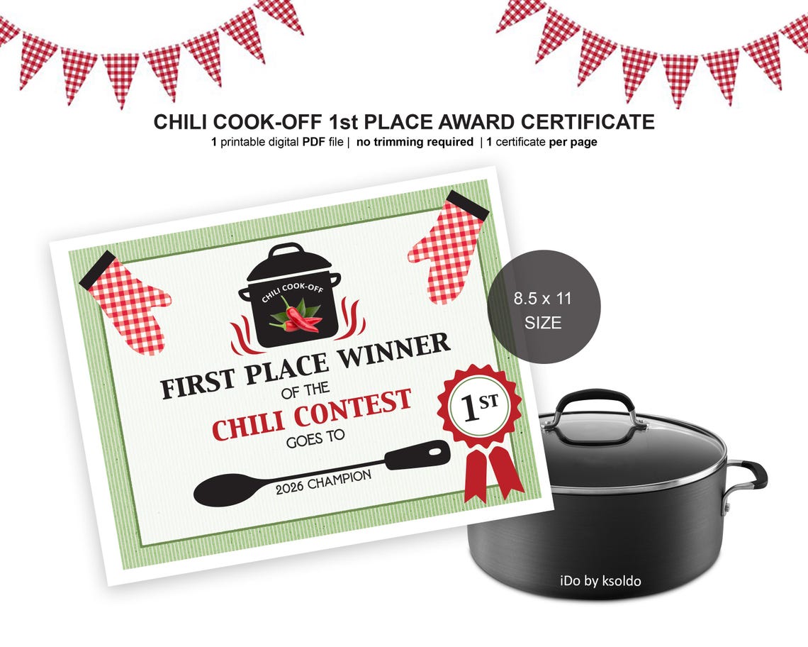 Chili Cook off First Prize Certificate - Chili Cook off Winners ...