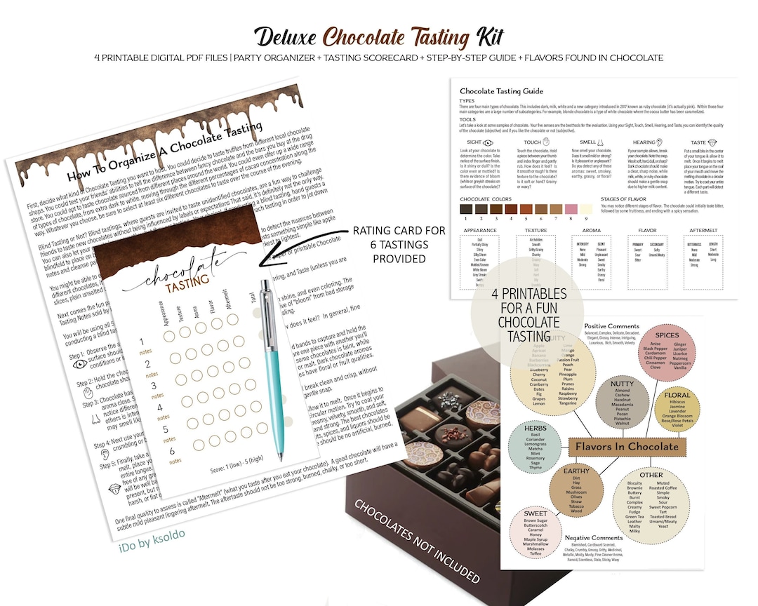 Deluxe CHOCOLATE TASTING Kit-how to Host A Chocolate - Etsy