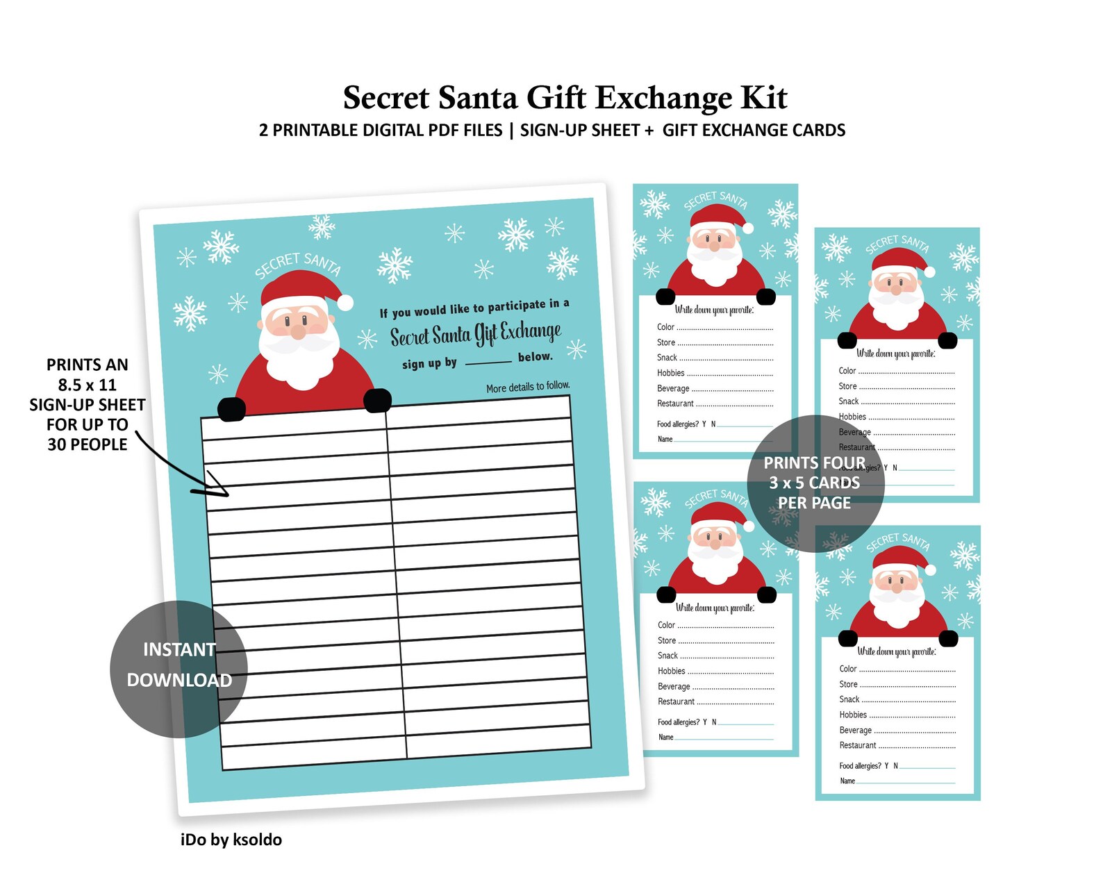 SECRET SANTA Gift Exchange Kit - Secret Santa - Gift Exchange - Gift ...