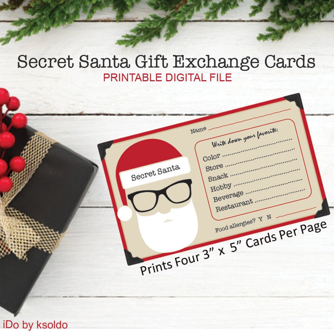 Secret Santa Gift Exchange Cards - Secret Santa -gift Exchange ...