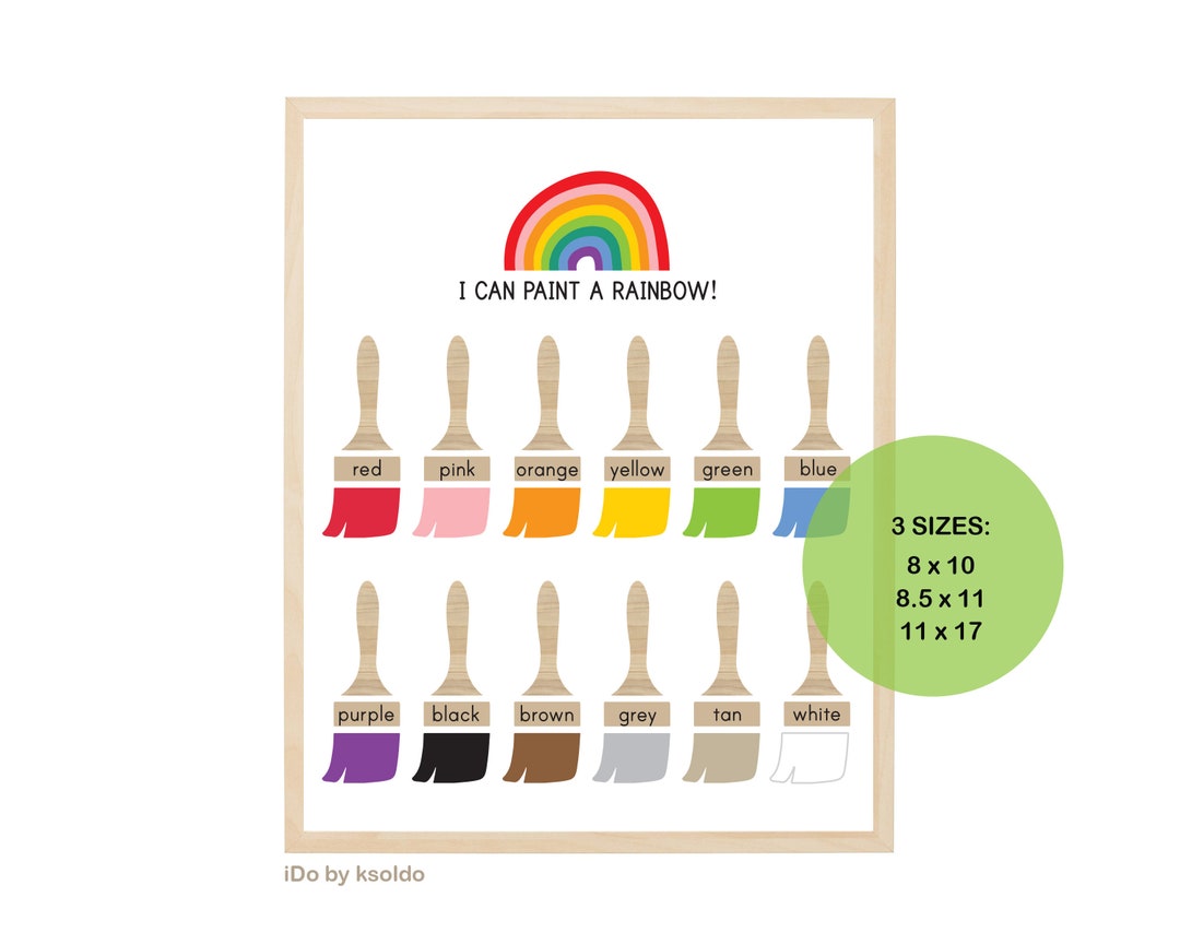 Rainbow COLOR CHART - Colors Chart - Colors Poster - Sign - Poster ...