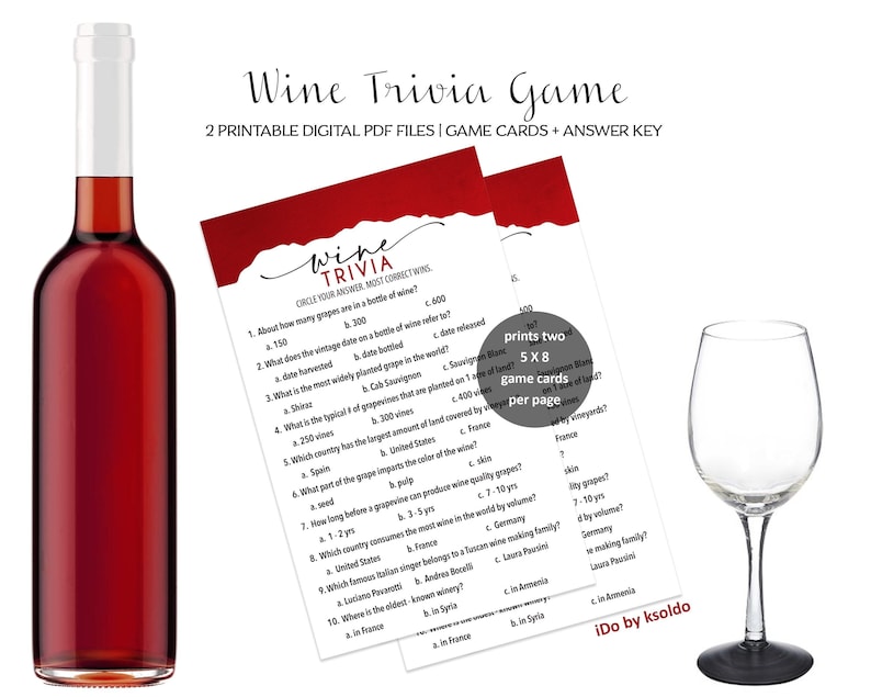 Wine Trivia Game - Wine Tasting Game - Wine Party - Wine Tasting - Wine ...