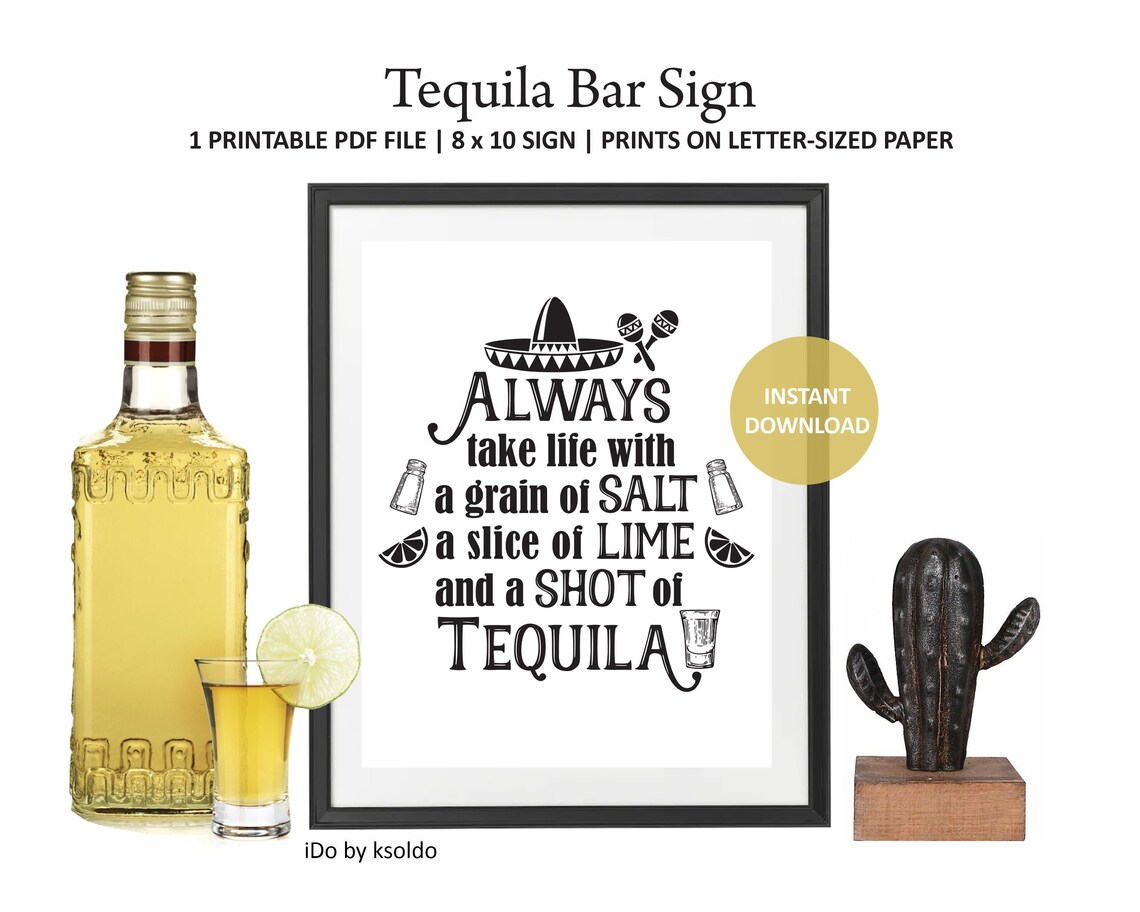 Tequila Bar Sign - Tequila Sign - Tequila Tasting - Cinco De Mayo Party ...