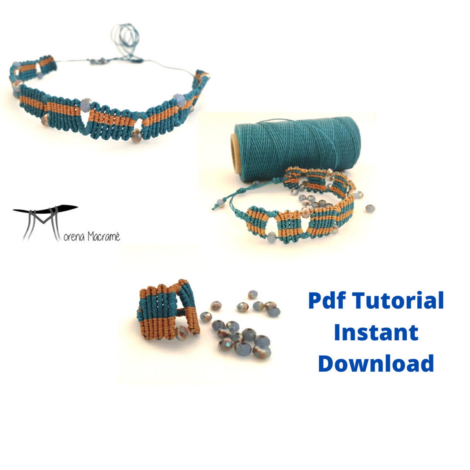 Set Jewelry Macrame Tutorial Pattern PDF Ring Bracelet - Etsy