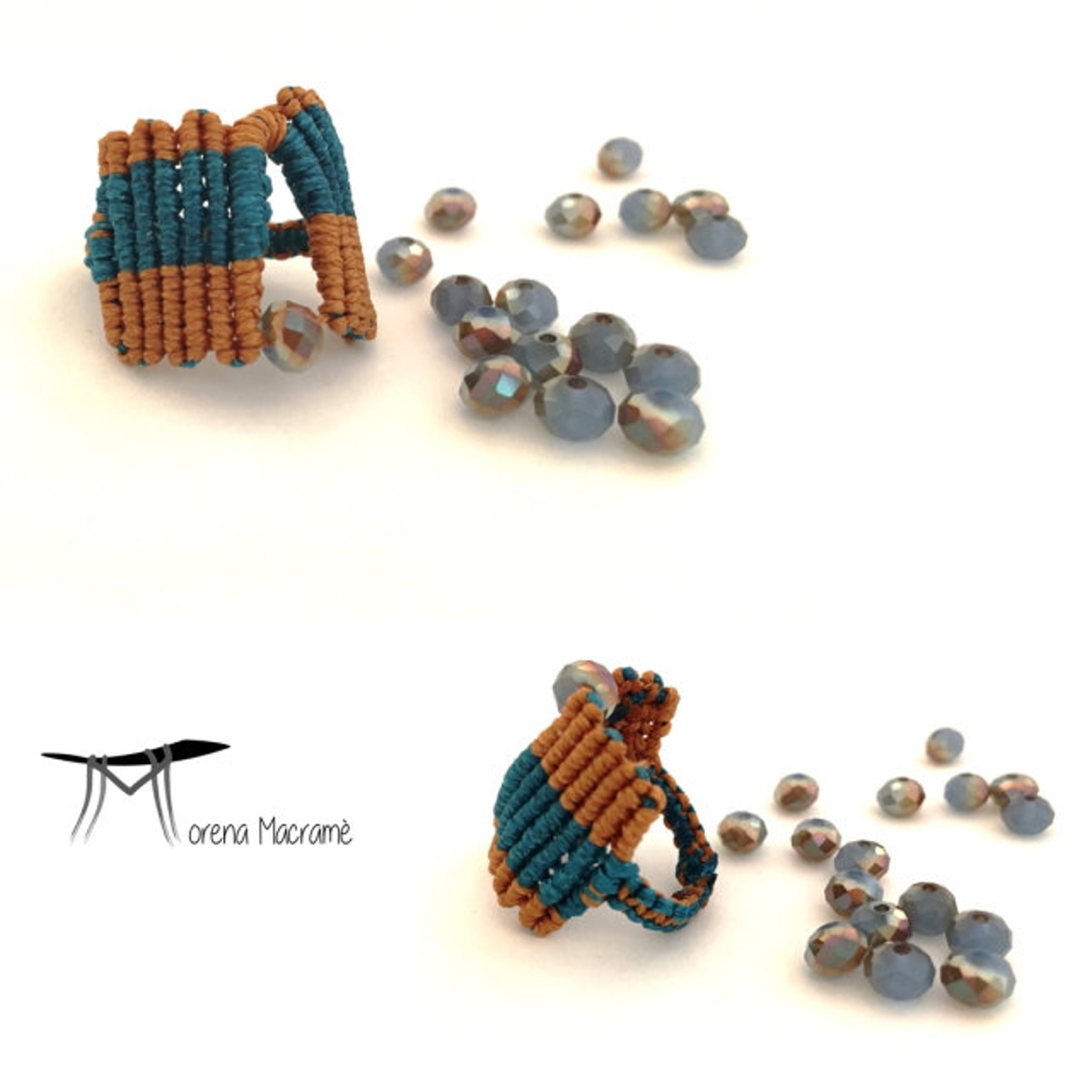 Set Jewelry Macrame Tutorial Pattern PDF Ring Bracelet - Etsy