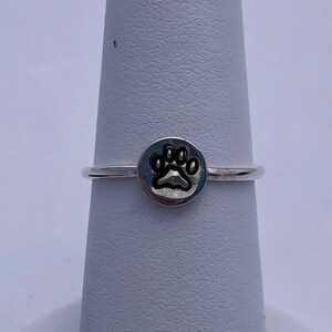 Sterling Silver Paw Print Ring, Hand Stamped Paw Print Ring, Dog Print ...