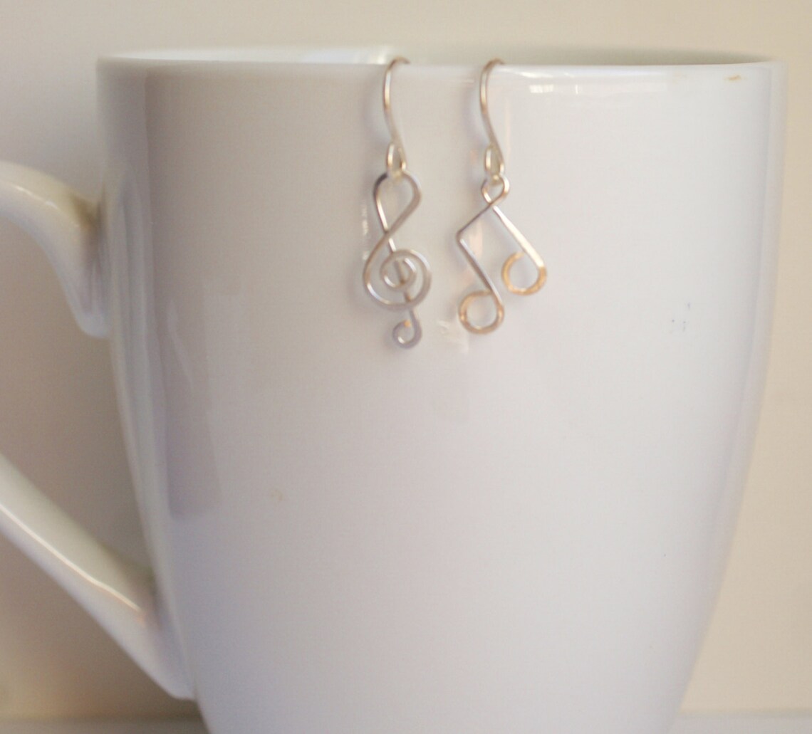 Treble Clef and Eighth Note Earrings Sterling Silver - Etsy