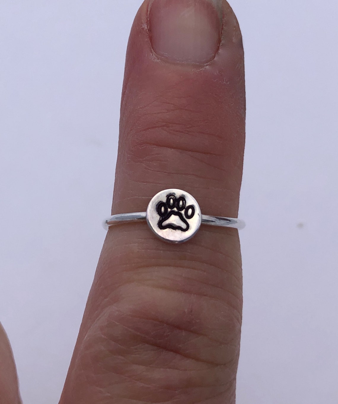 Sterling Silver Paw Print Ring, Hand Stamped Paw Print Ring, Dog Print ...