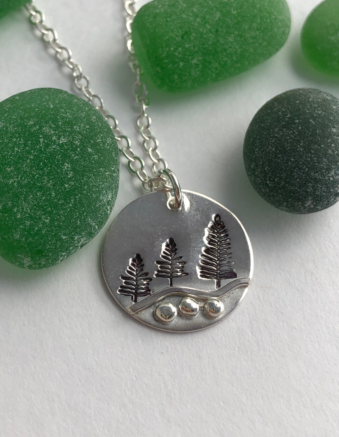 Sterling Silver Pendant/charm Pine Tree Necklace, Pine Trees, Woods ...