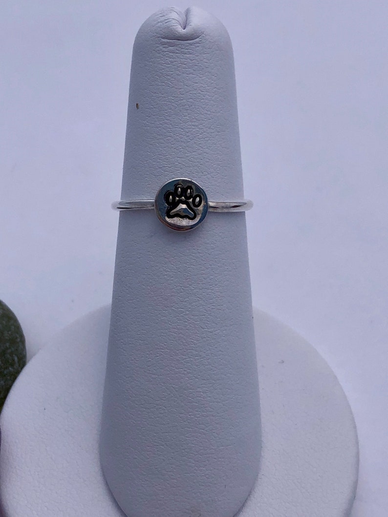Sterling Silver Paw Print Ring, Hand Stamped Paw Print Ring, Dog Print ...