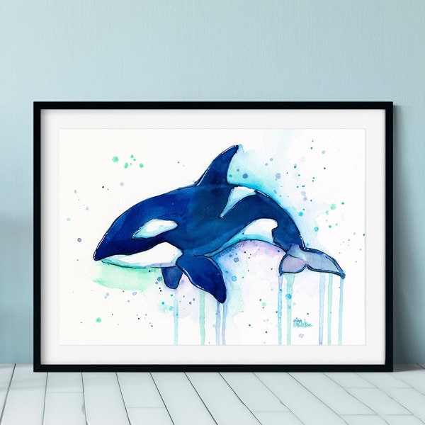 Orca Watercolor - Etsy
